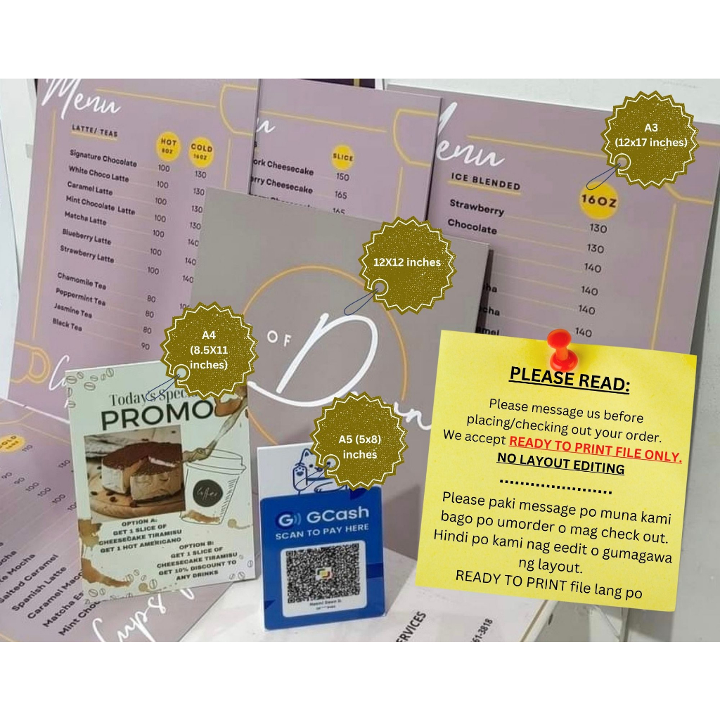 LAMINATED MENU BOARD / SIGNAGE / SINTRA BOARD (Available in Matte and ...