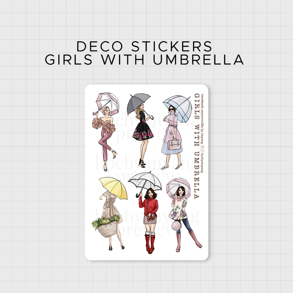 GIRLS WITH UMBRELLA | Girl Deco Stickers for your Planners and Journals ...