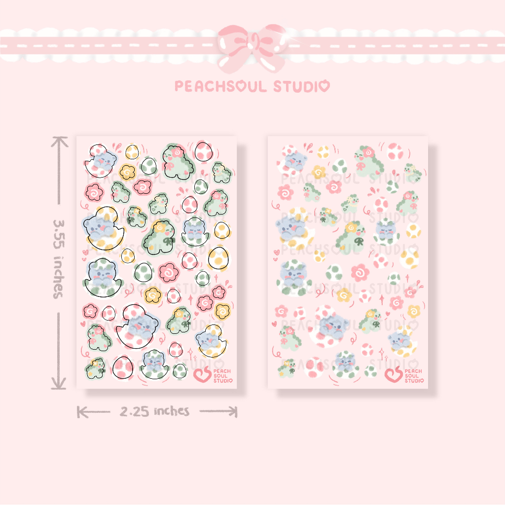 Riri Bear & Dino Mini Deco Sticker Sheet by PEACHSOUL STUDIO | polco ...
