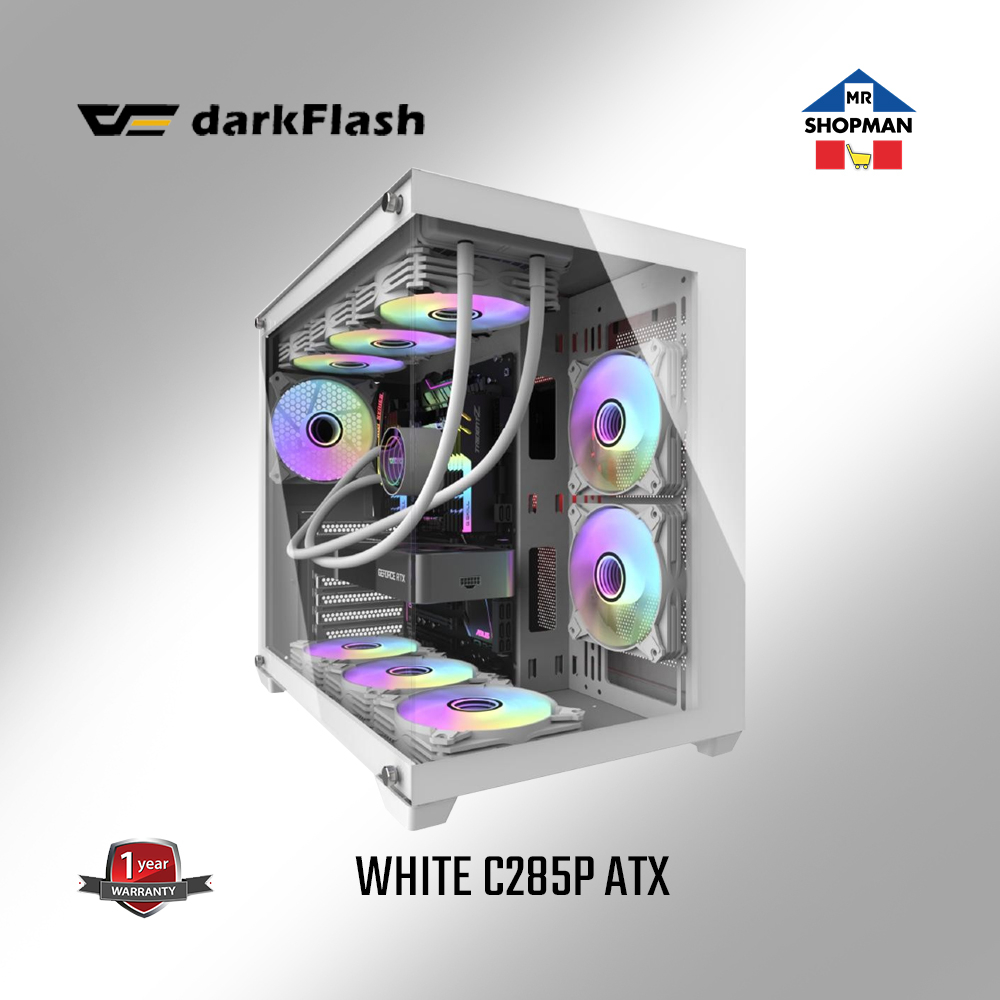 DarkFlash C285MP MATX / C285P ATX Tempered Glass Panoramic Side Transparent Desktop PC Case C285 ...