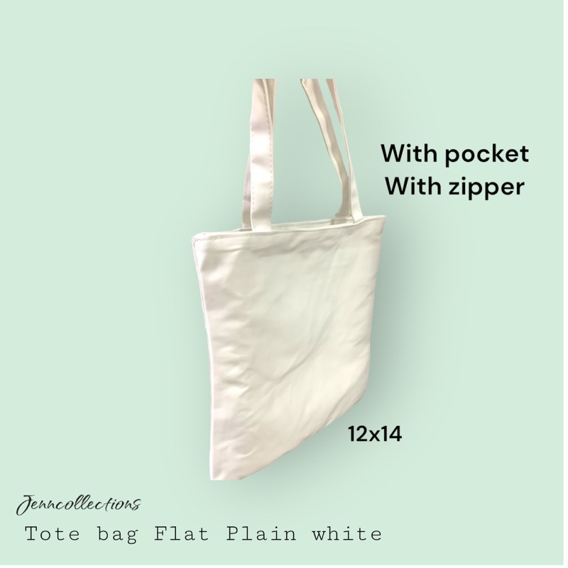 Tote Bag Eco bag Plain White with zipper | Shopee Philippines