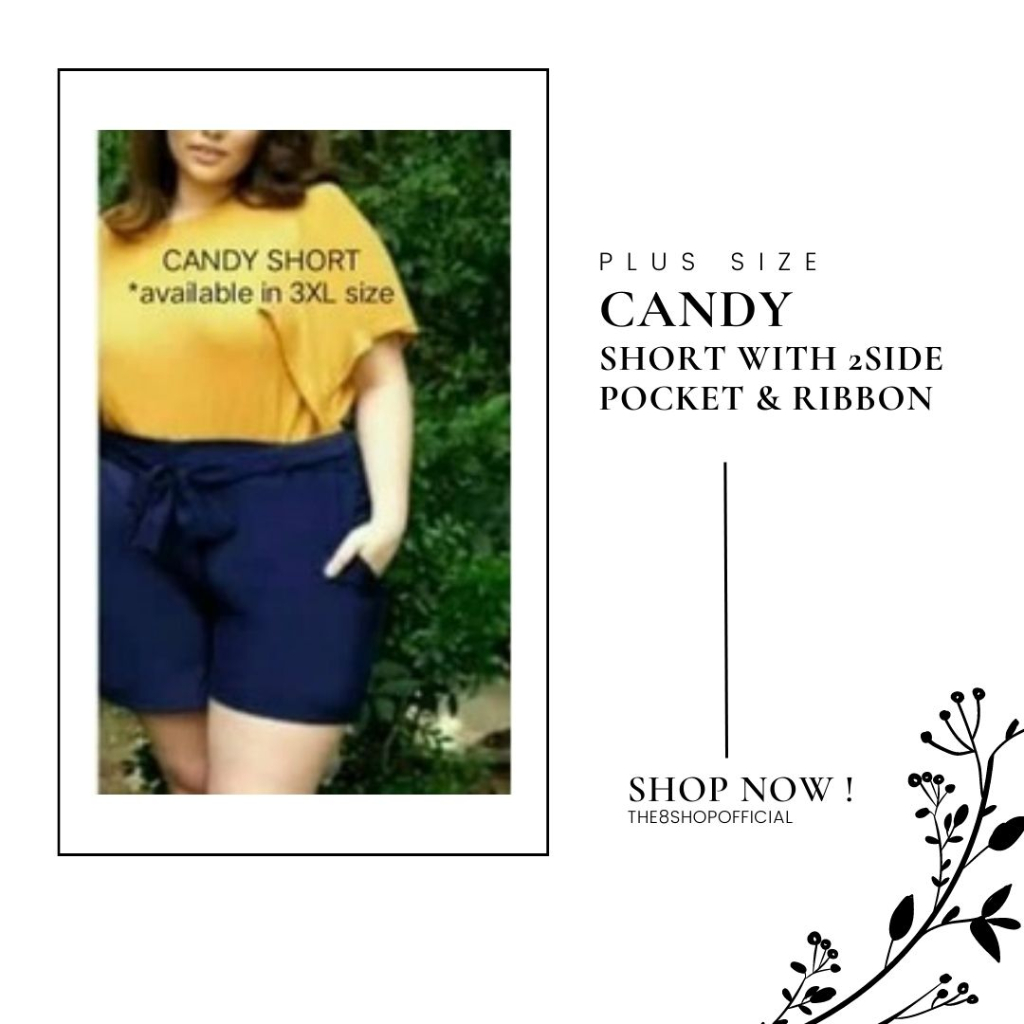 8shop : PLUS SIZE CANDY SHORT WITH 2SIDE POCKET & RIBBON (Available in ...