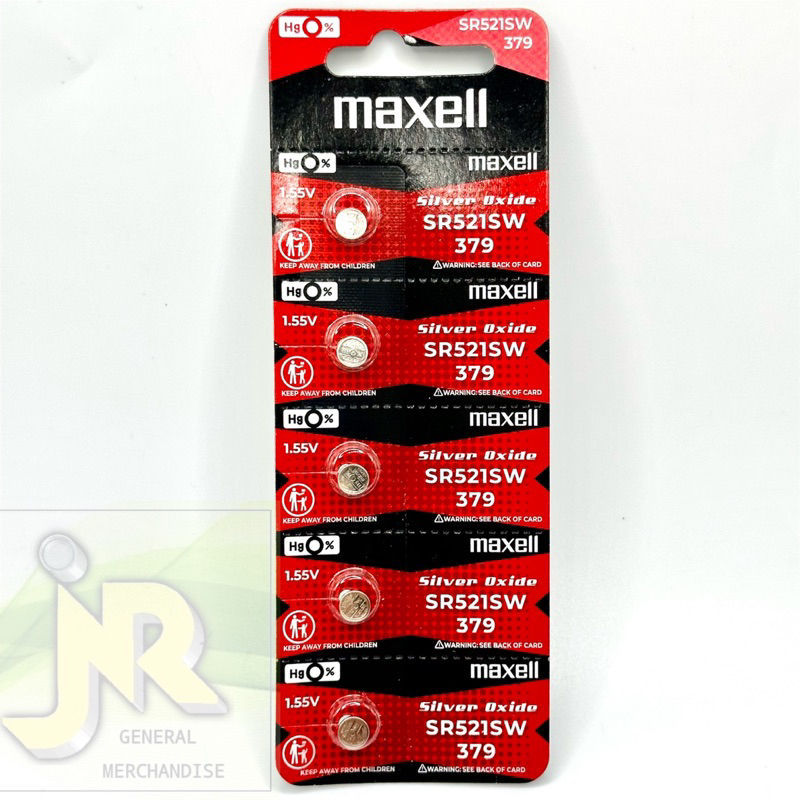 Maxell SR521SW 379 15mAh 1.55V Silver Oxide Button Cell Battery SR521 ...