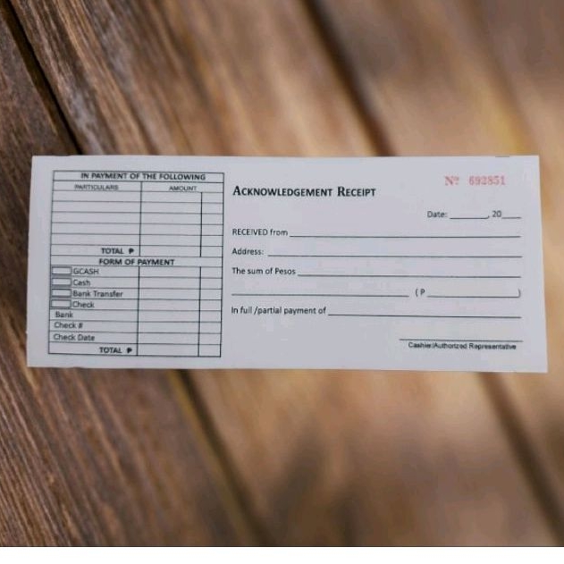 ACKNOWLEDGEMENT RECEIPT 3PADS 2PLY CARBONLESS 50 SHEETS PER PAD ...