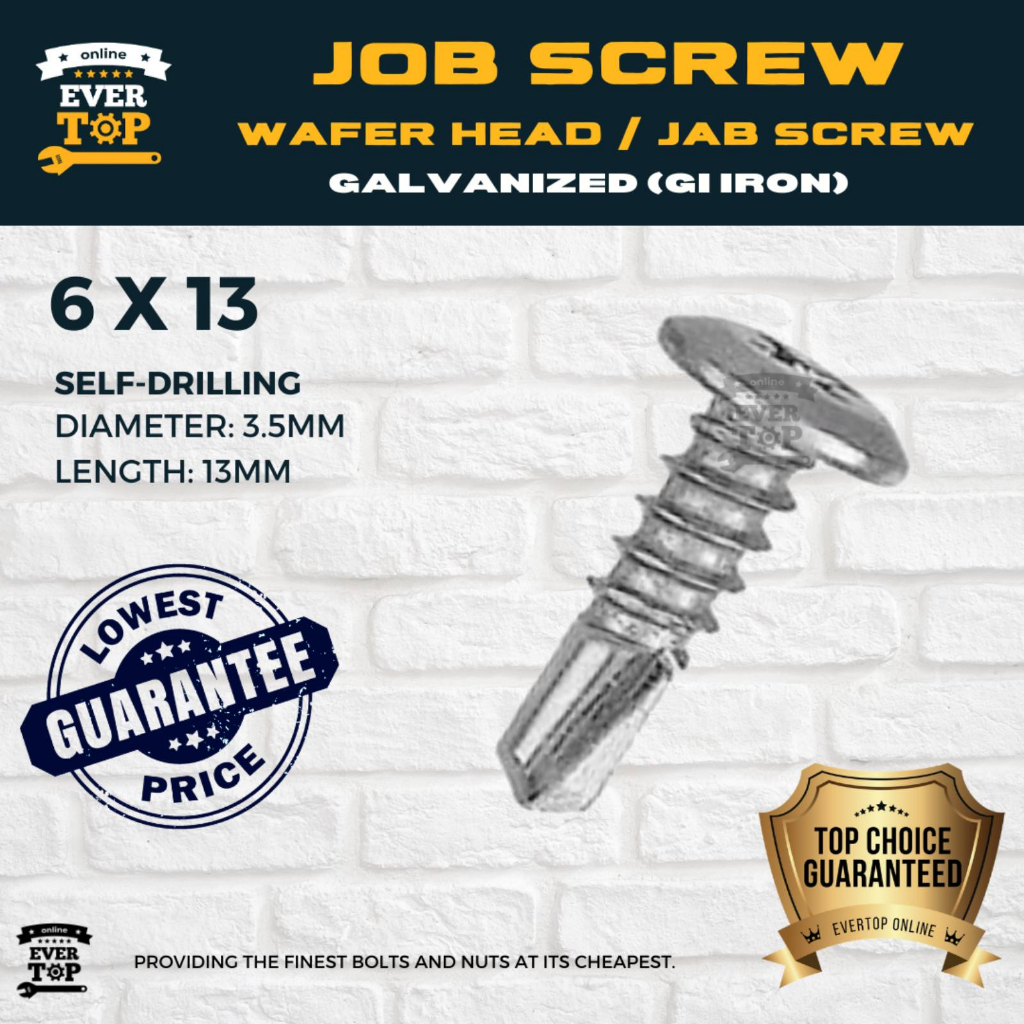 Job Screw Wafer Head Jab Screw Galvanized (GI) Self Drilling 100pcs per ...