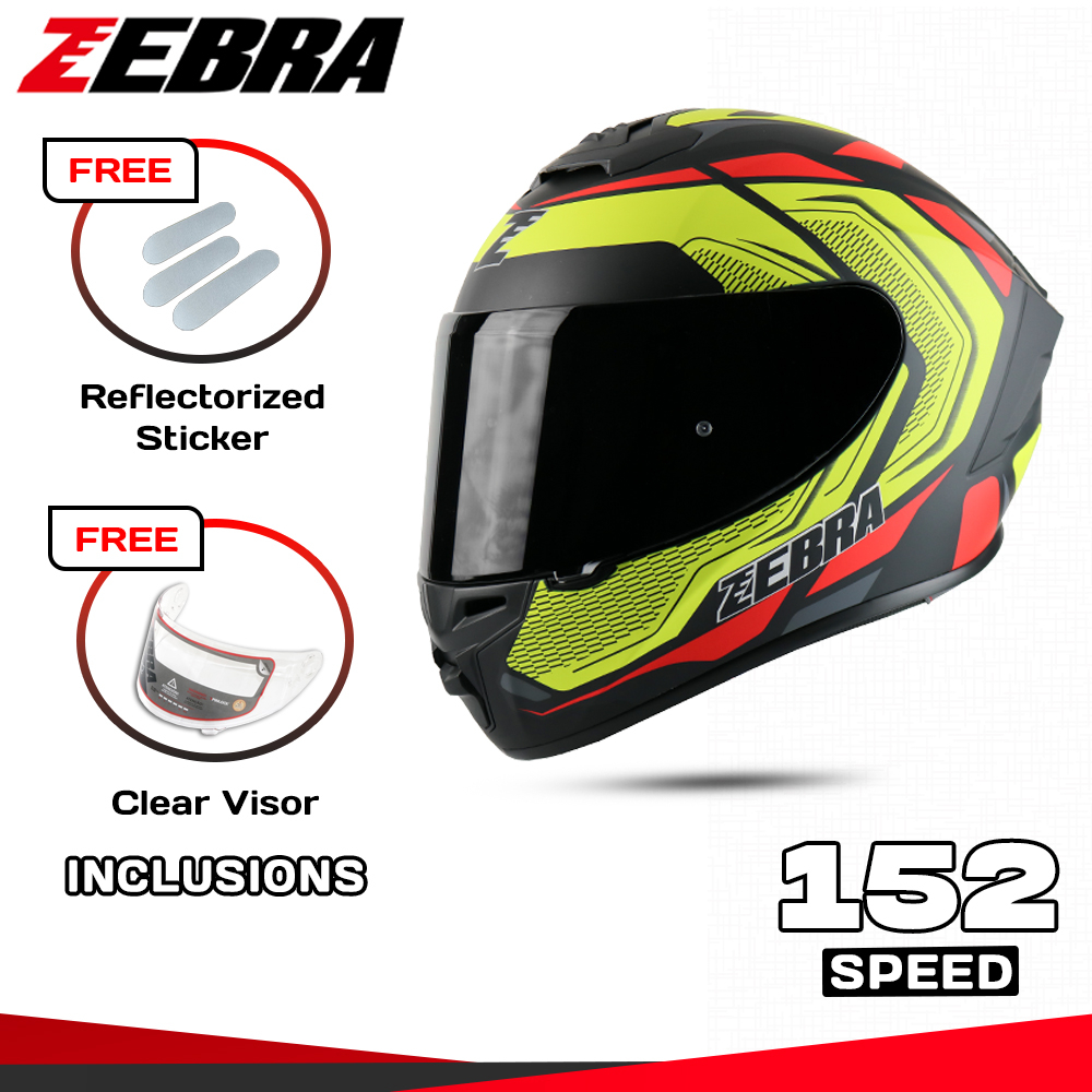 ZEBRA 152 SPEED DESIGN FULL FACE HELMET SINGLE VISOR MOTORCYCLE ...