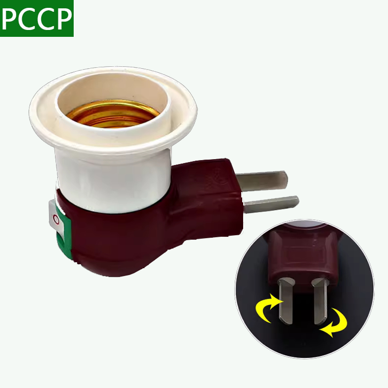 Pipe type E27 screw plug-in conversion lamp head with switch Night ...