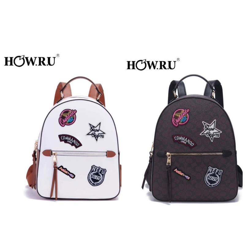HOWRU NEW PATCHES WHITE BACKPACK | Shopee Philippines