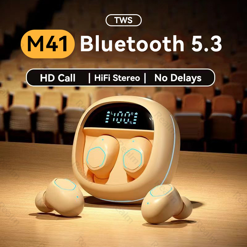 M41 TWS Bluetooth Earphones With Microphone HiFi Stereo LED Display ...