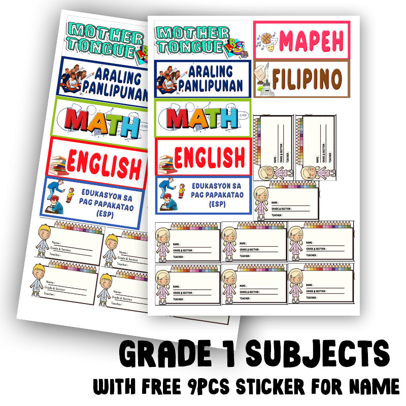 Subject Waterproof Sticker for notebooks with free Blank Name | Shopee ...