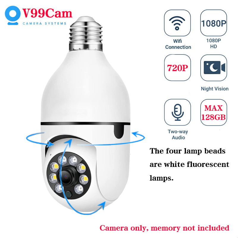 V99cam CCTV Bulb Camera WIFI 2MP HD IP Camera 360° Panorama Night ...