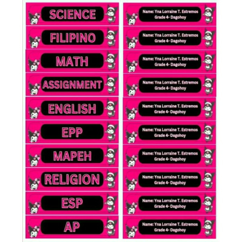 Subject Sticker Label | Shopee Philippines