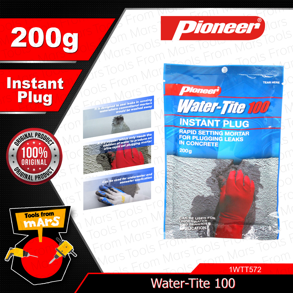 PIONEER Pro Water Tite 100 Pouch Water-Tite 200g Instant Plug Watertite ...