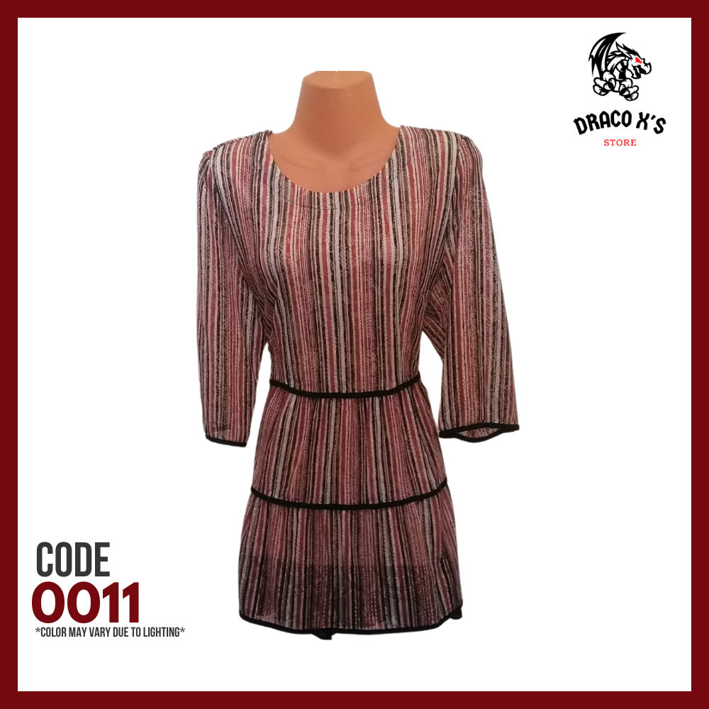0011 - Pink and Cream Stripped Retro Dress (Draco X's) | Shopee Philippines