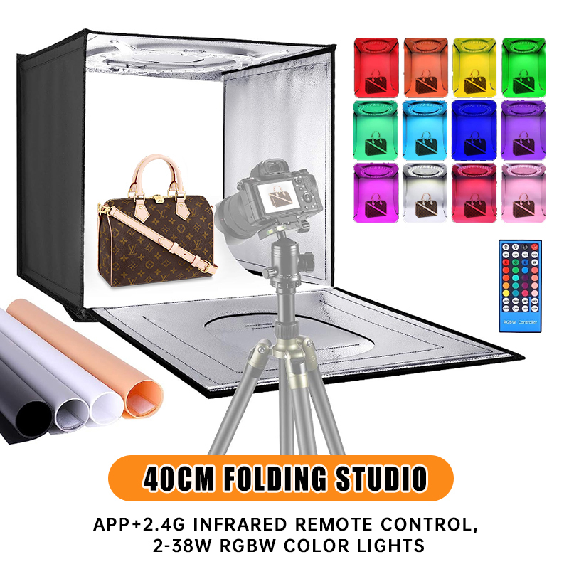 Zkeekm 40/50/60cm studio light box Double dimming foldable desktop ...