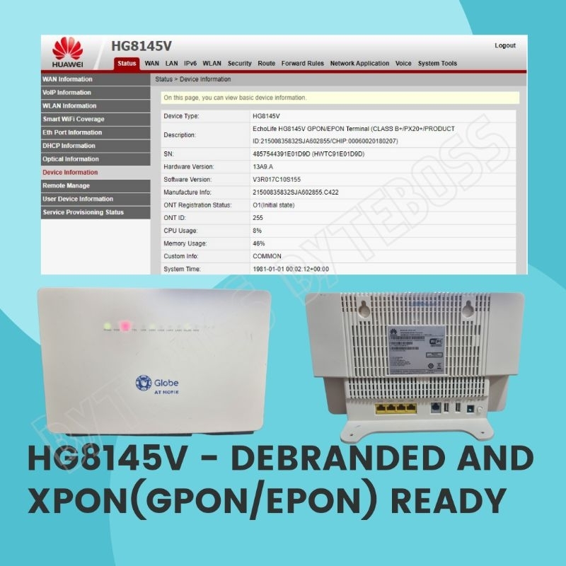 Huawei HG8145V GPON EPON XPON OLT ONU FTTH MODEM WIFI EXTENDER REPEATER ...