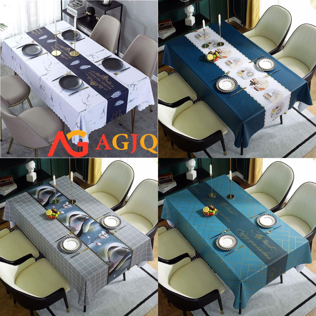MANTEL/PVC Rectangular Nordic Table Cloth Wipeable Plastic Tablecloth ...