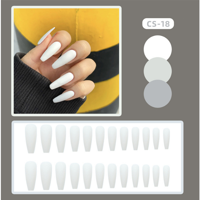 24pcs Fake Nails Flesh Color Fake Nail Set with Glue Short Nails Long ...