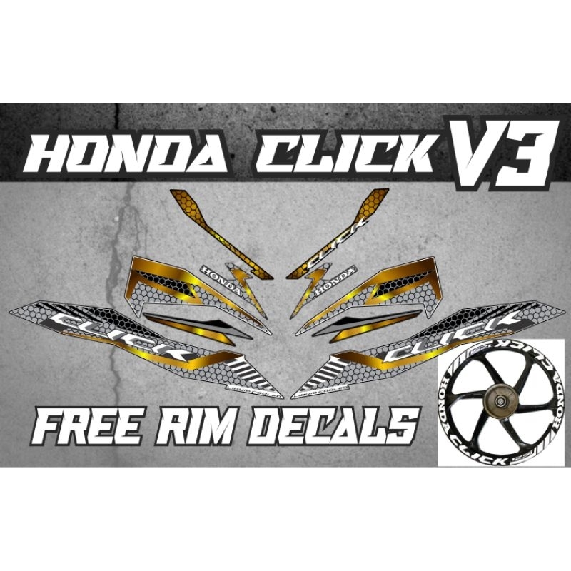 Honda Click 125i v3 stock decals 2023 (custom honeycomb design ...