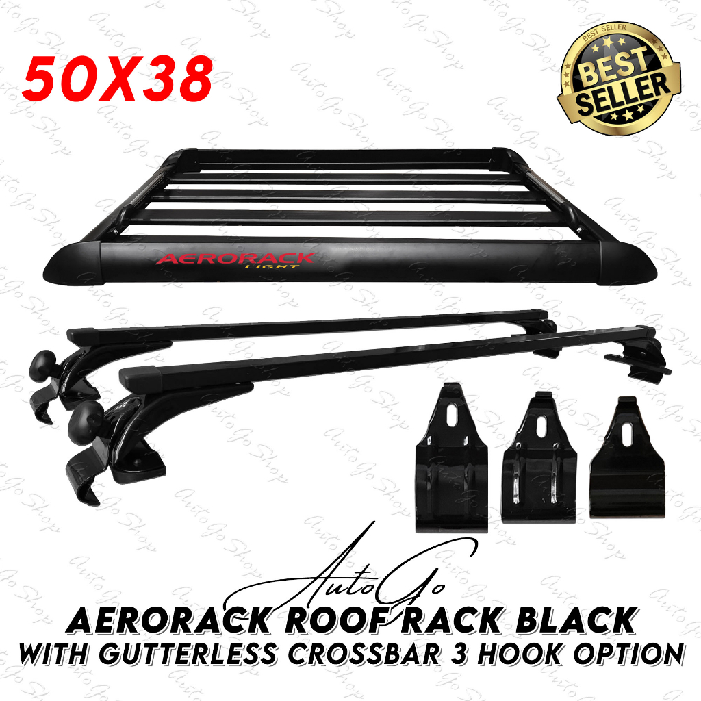 50x38 Inches AERORACK Roof Rack / Roof Basket and 3 Hook Gutterless ...