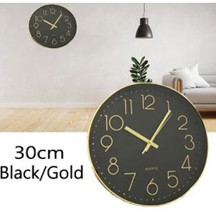Home Silent Ticking Living Room Bedroom Clock Gold/Black Large Wall ...
