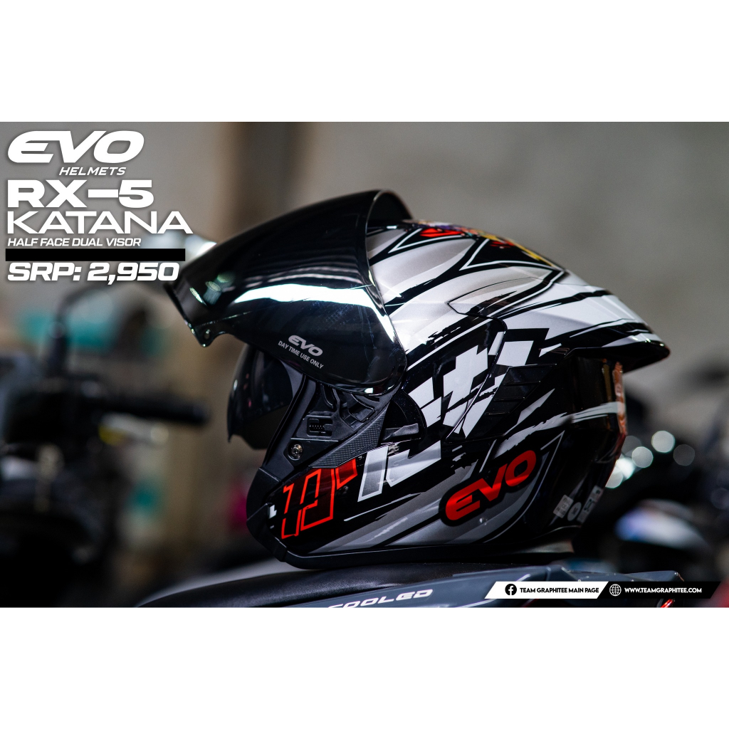 EVO HELMET RX5 KATANA (HALF FACE DUAL VISOR) w/ free clear lens ...