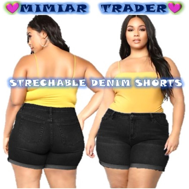 Plus size High Rise Shorts Strechable Highwaist Denim Maong August Shorts (30-40) | Shopee ...