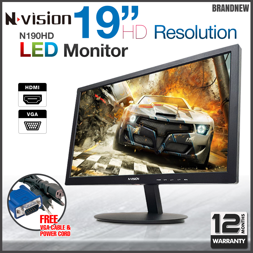 N-Vision N190HD 19 inch LED Widescreen Monitor 60Hz 1400 x 900 HD ...