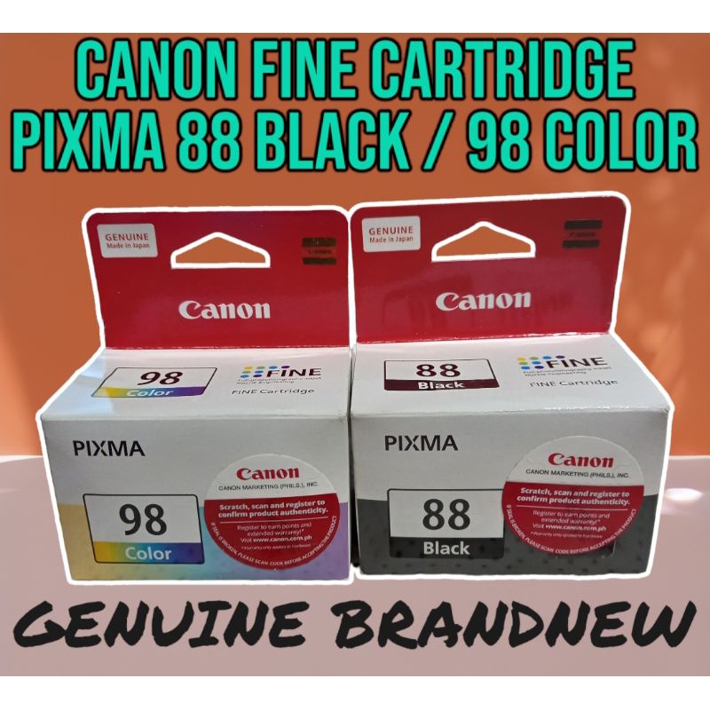 Canon Pixma 88 Black & 98 Colored Brandnew Genuine Fine Cartridge (set ...