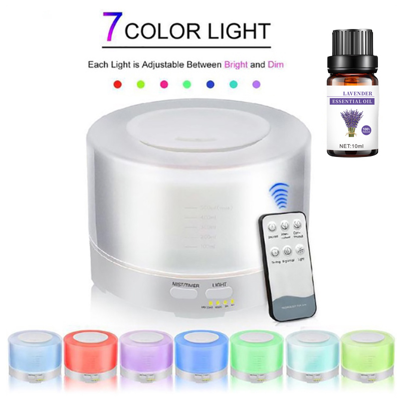 500ML 7 LED Humidifier with Essential oil Ultrasonic Aromatherapy ...