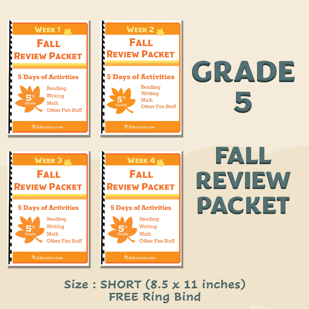 GRADE 5 Fall Review Packet (Worksheets / Workbooks) | Shopee Philippines