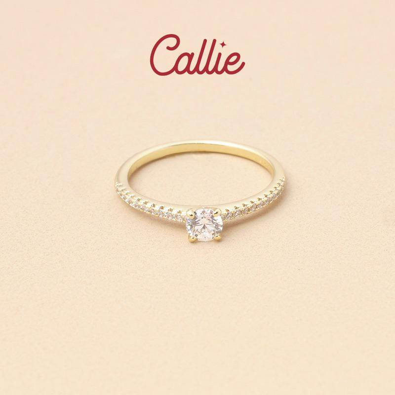 Callie 14k Gold Plated Denise Solitaire Ring Shop.callie | Shopee ...
