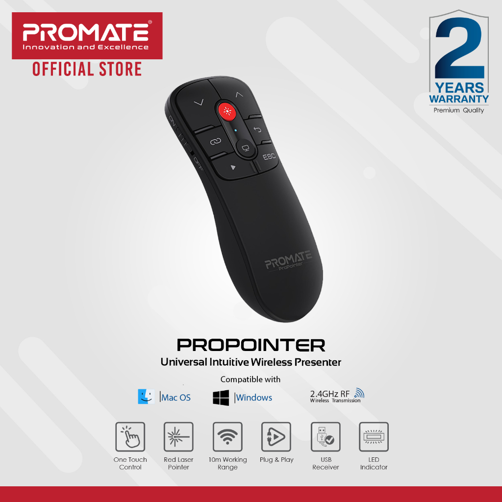 Promate ProPointer Universal Intuitive Wireless Presenter | Shopee ...