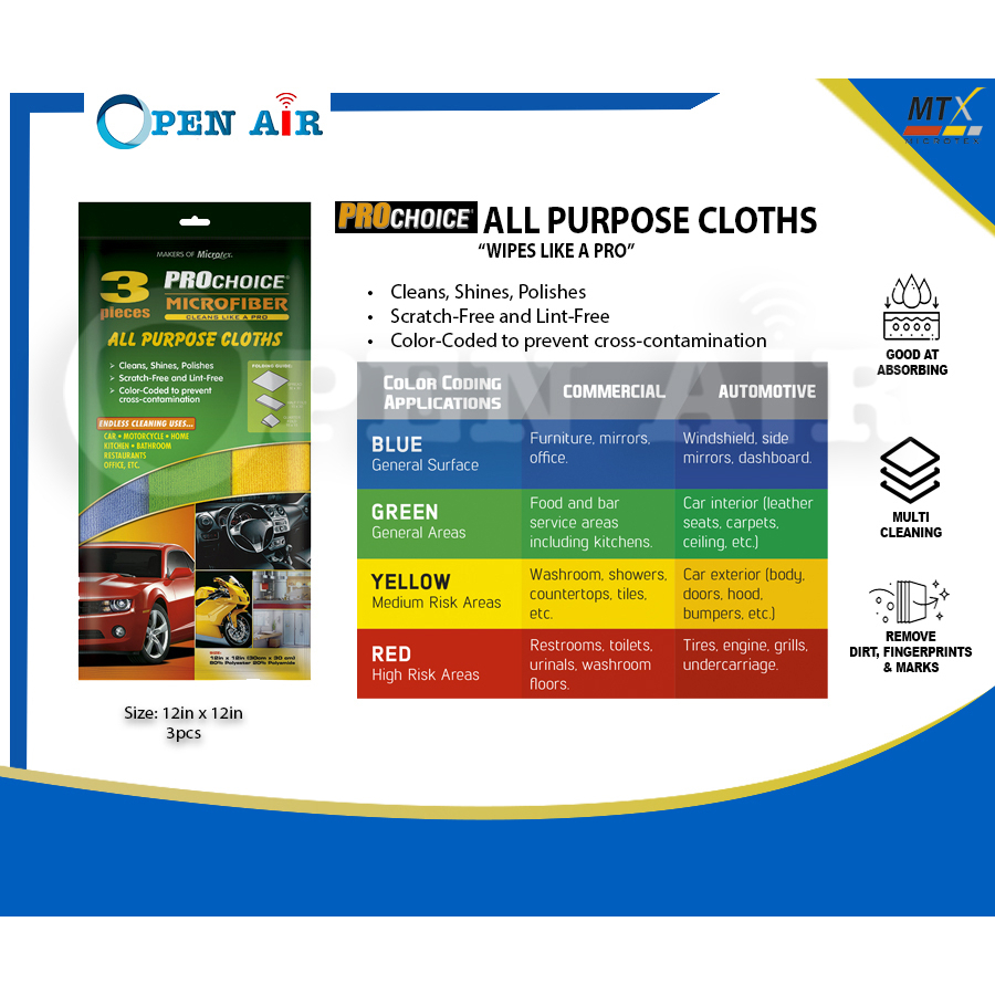 Microtex MTX Prochoice Microfiber All Purpose Cloths (3pcs) | Shopee ...