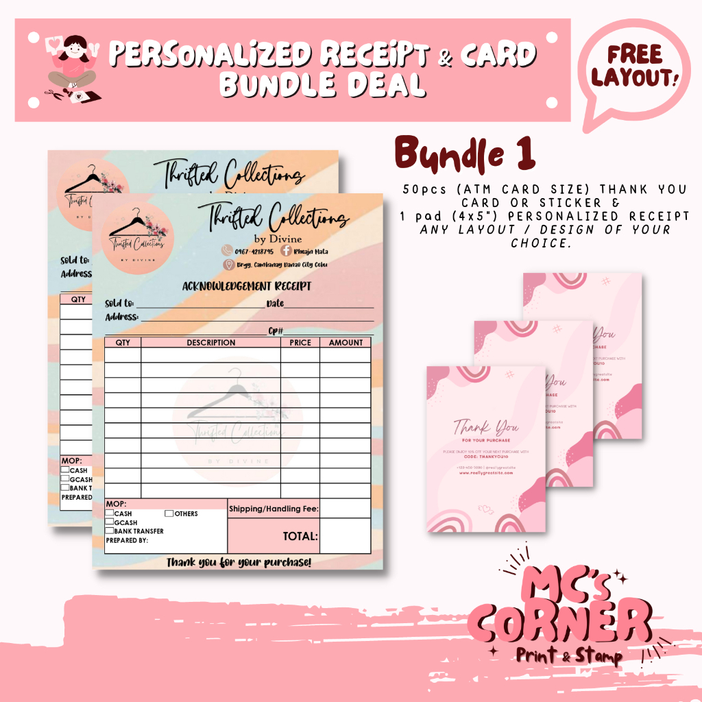 PERSONALIZED RECEIPT AND TY CARD-STICKER BUNDLE | Shopee Philippines