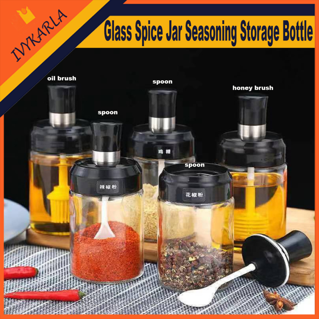 Glass Jar Spice Airtight Containers Condiment Salt Seasoning Storage ...