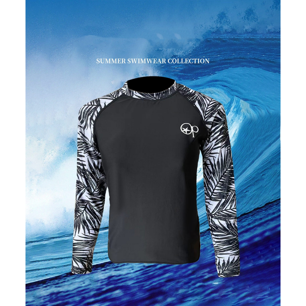 OP flower style rash guard for women swimwear top Sun Protection Long ...