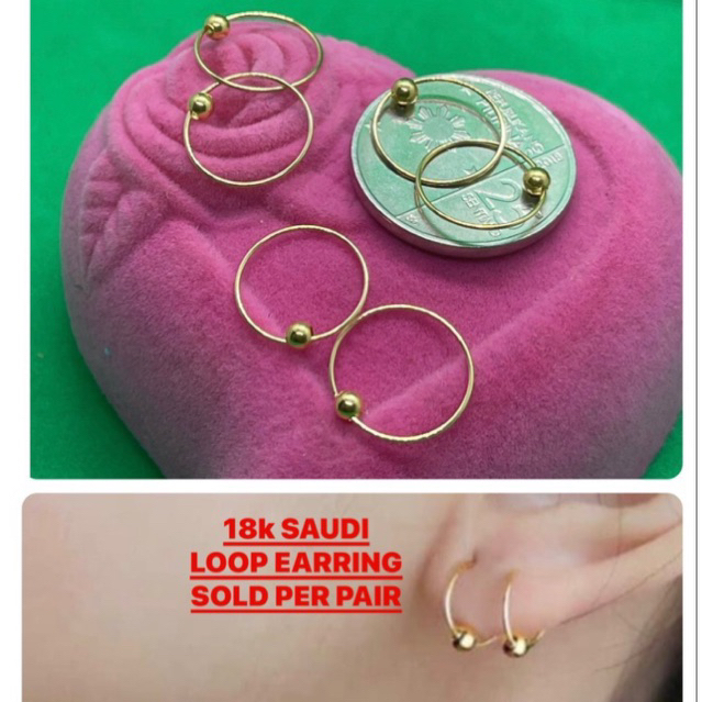 18k SAUDI GOLD LIGHTWEIGHT LOOP EARRING SOLD PER PAIR | Shopee Philippines