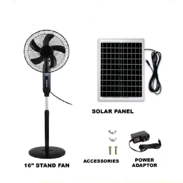 16Inch Solar Electric Fan With panel And Bright Night Light Outdoor ...