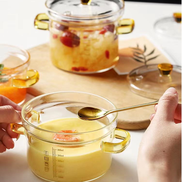 Glass Steamed Egg Bowl Stew Cup Graduated egg custard steaming bowl for ...