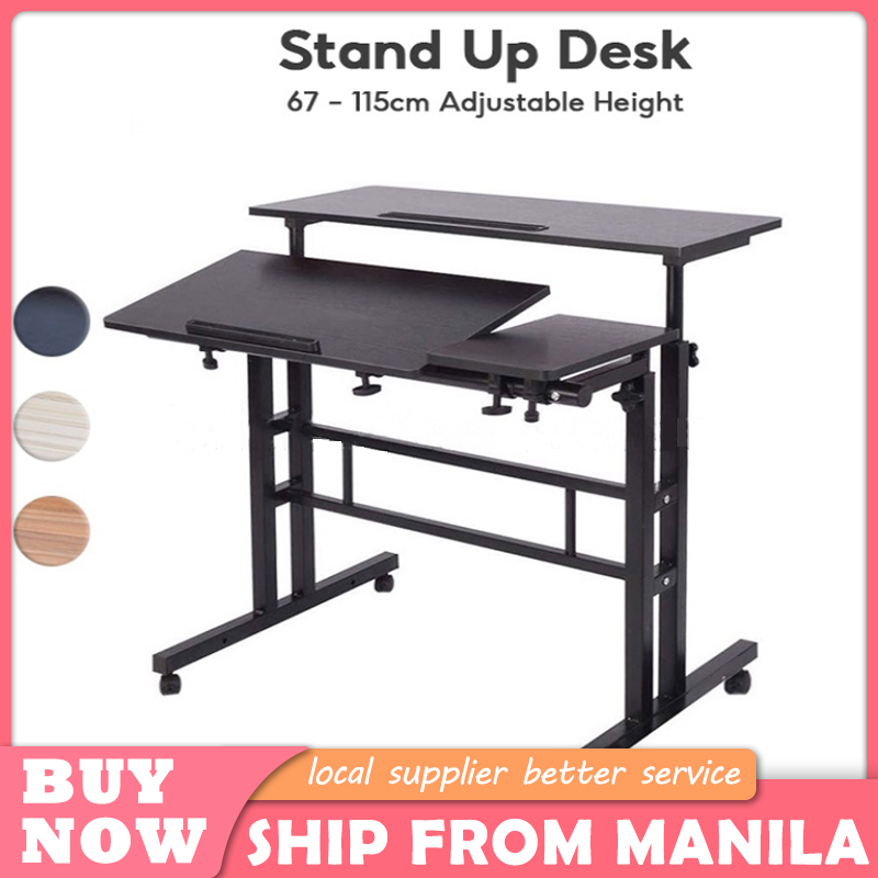 Standing Mobile Desk 67-115cm Adjustable Can Lift Standing Computer ...