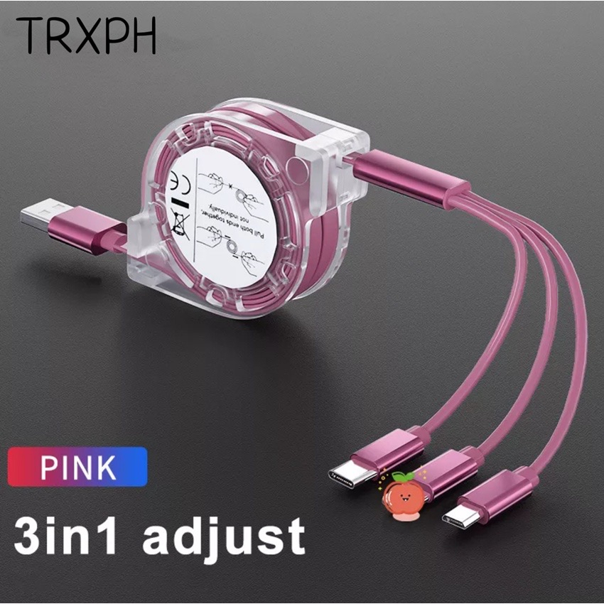 Universal Three-In-One Charging Retractable Cable USB Type C Fast ...