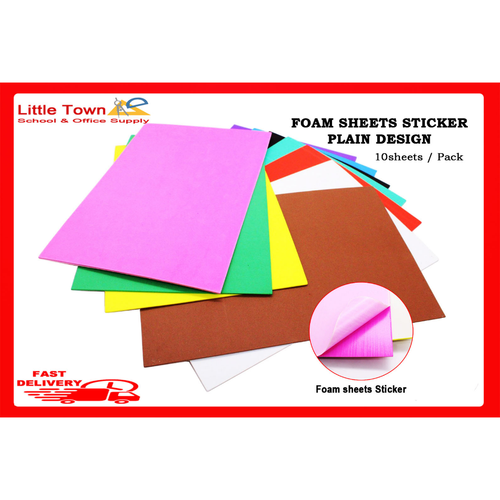 Plain Foam Sheets with Sticker assorted color A4 size 10sheets / 1pack ...