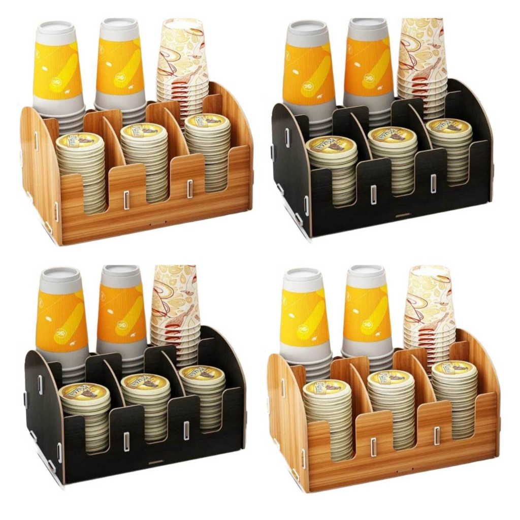 DIY 6 Grid Coffee Milk Tea Cup Storage Organizer Wooden Disposable Cup ...