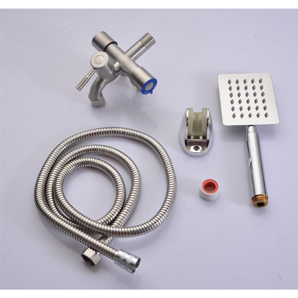 Stainless Shower Set with Faucet 4in1 Black Shower Head Set with Hose ...