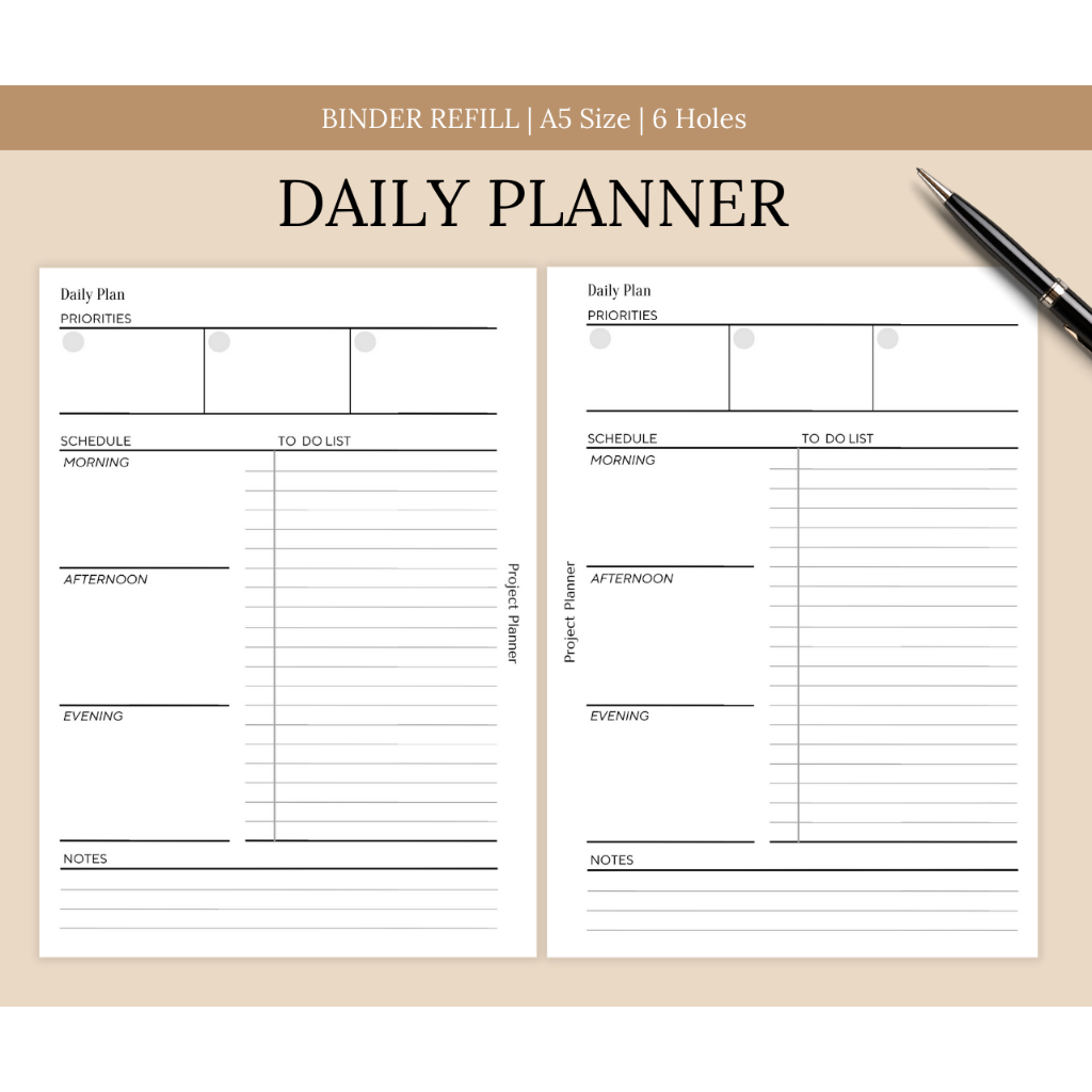 Daily Planner Insert Refill - Daily activities, Planner Insert | Shopee ...
