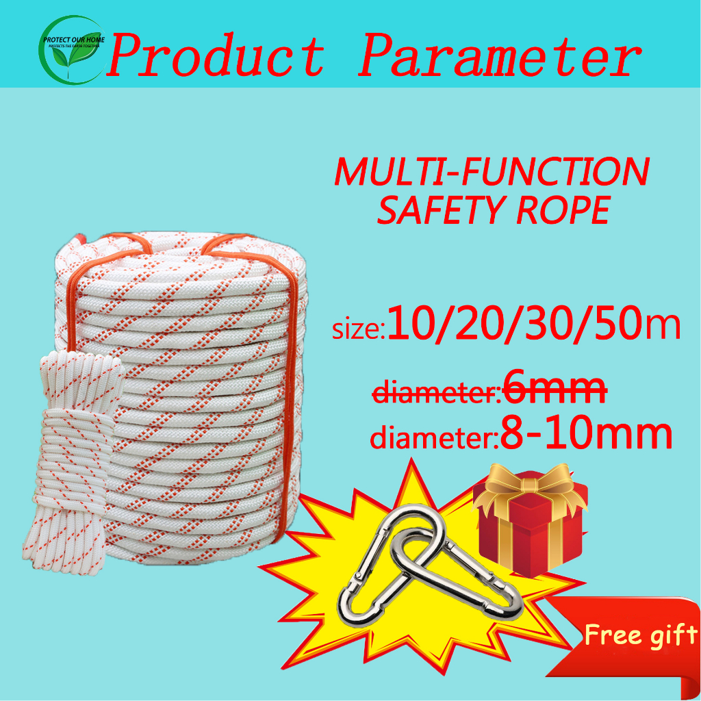 [PH STOCK] Length 10/20/30/40M/50M, Diameter 8-10mm White Lifting Safety Rope, Braided Rope ...