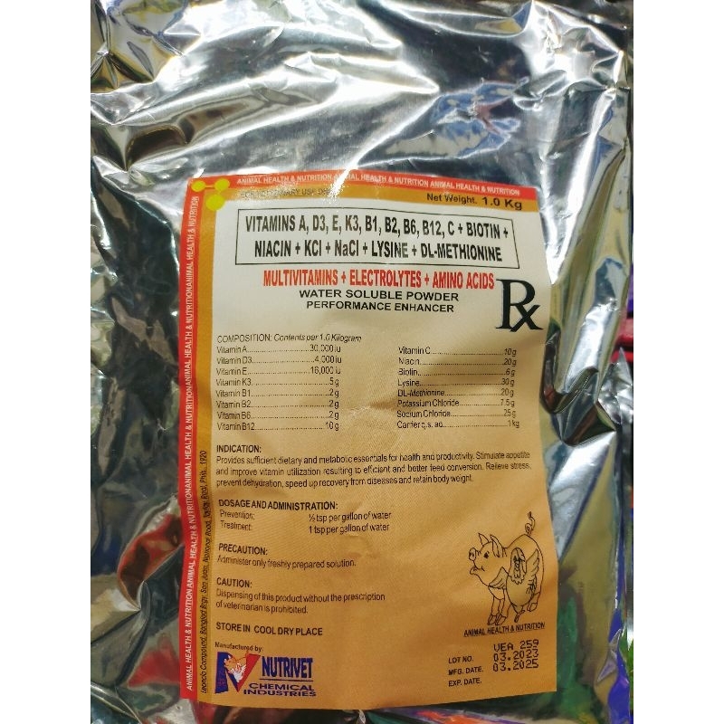 NUTRIVET MULTIVITAMINS+ELECTROLYTES+AMINO ACID KILO FOR ALL TYPES OF ...