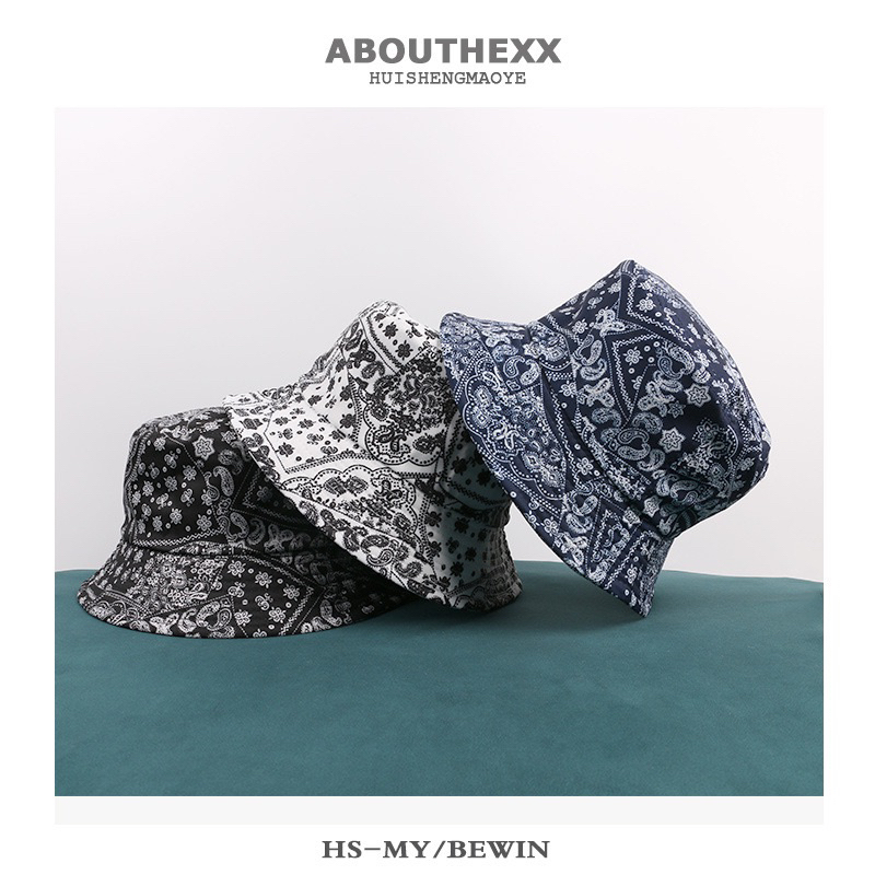 BOSTOMER Bandana Bucket Hat Unisex Fashion Korean Printed Waway Hat For ...