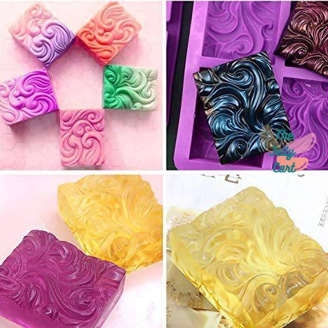 4-Cavity 3D Mural Soap Molder Design Rectangular Silicone Candy Jelly ...